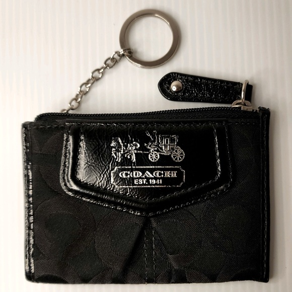 Coach | Bags | Coach C Coin Purse Mad Op Art Mini Card Wallet Black ...